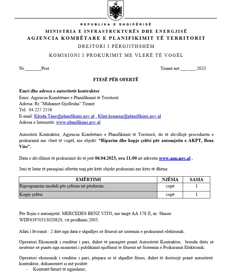 Ndodh edhe kjo! Tender për kopje çelësi
